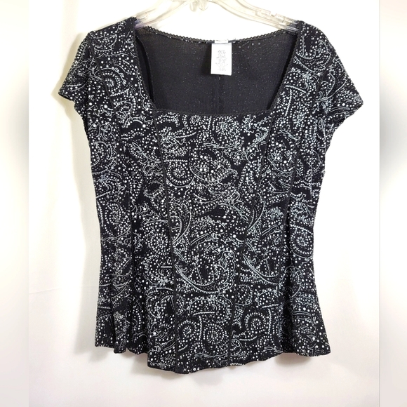Studio 1940 | Tops | Studio 94 Black And White Sparkly Fitted Top ...